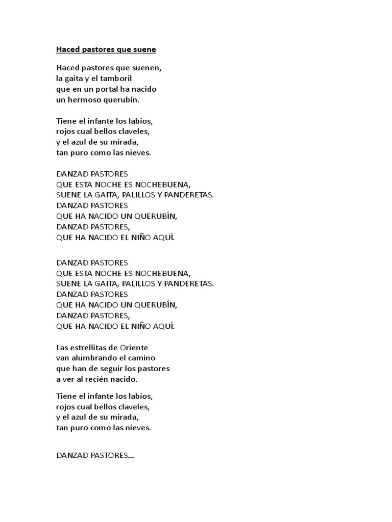 Letra Haced Pastores Que Suenen | PDF