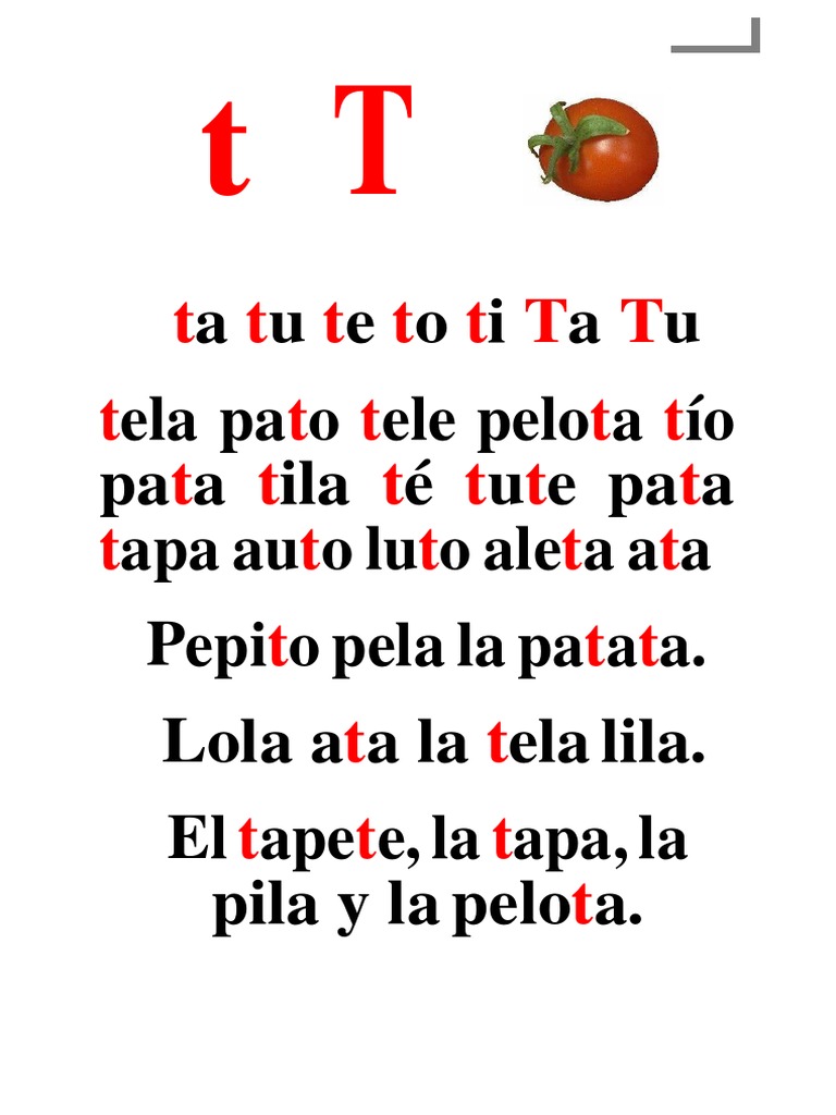 Metodo de Lectoescritura Letra T | PDF