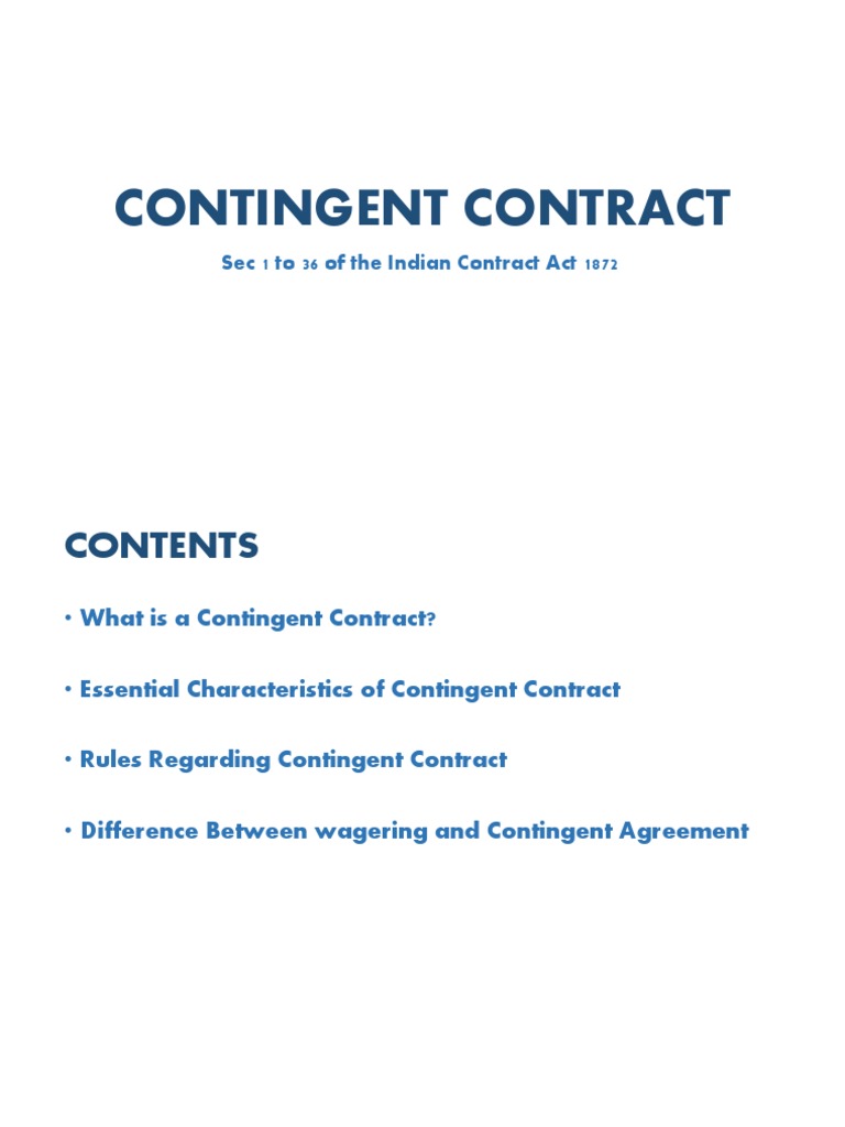 Contingent Contract | PDF | Gambling | Guarantee