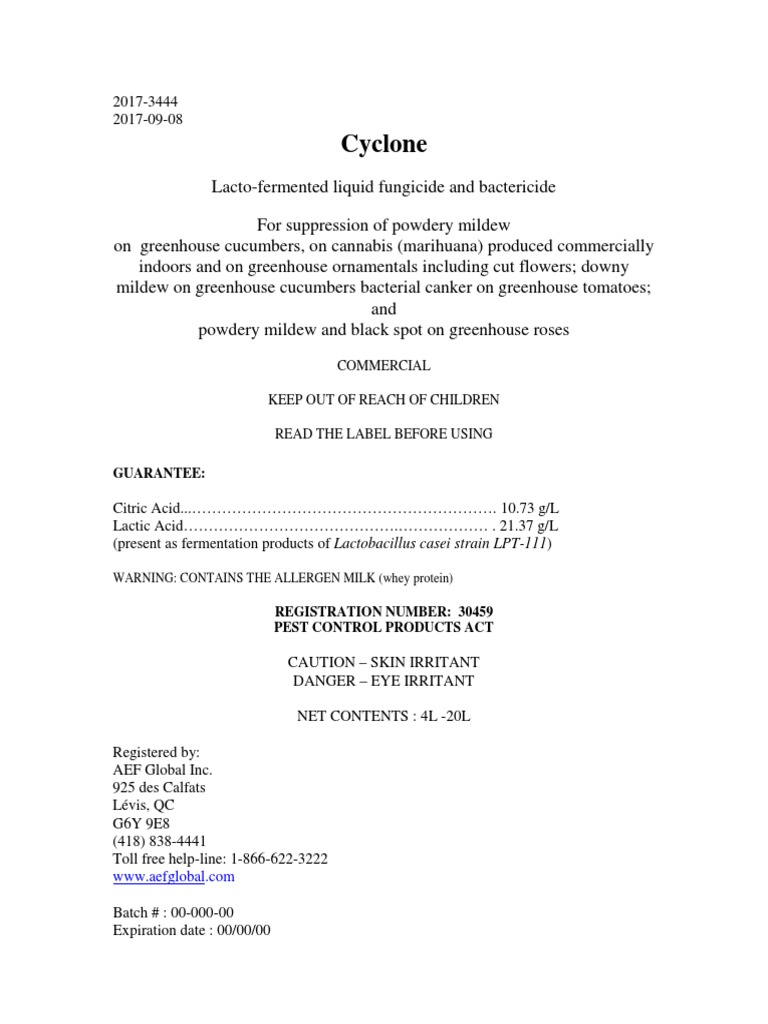 Cyclone: Commercial Keep Out of Reach of Children Read The Label Before ...