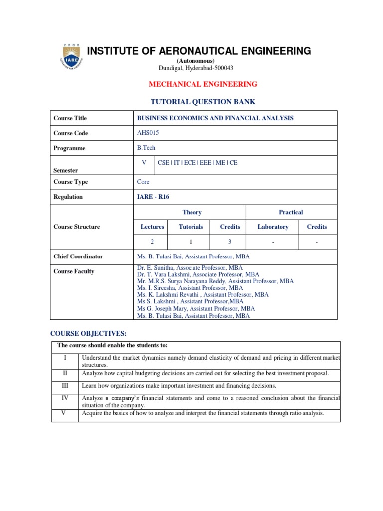 Befa Question Bank R16 - ME | PDF | Capital Budgeting | Price ...