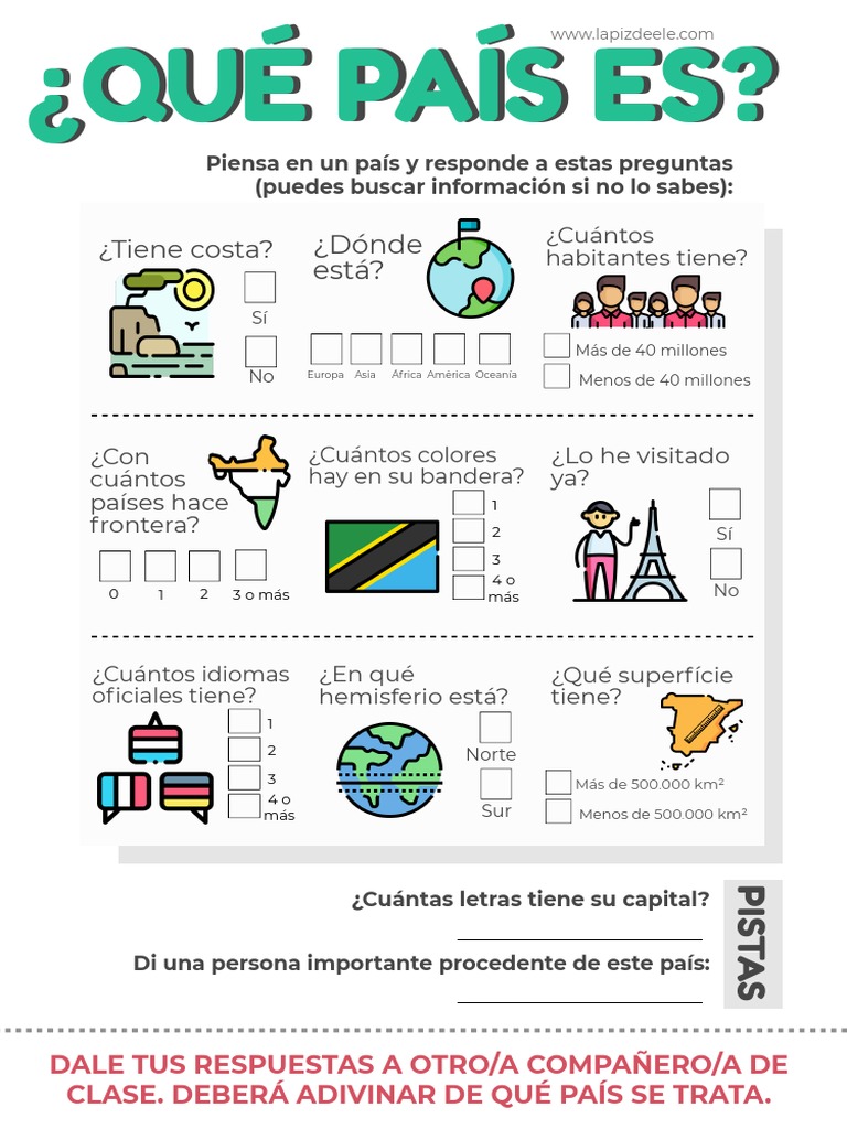 Adivina el País: Juego Interactivo | PDF