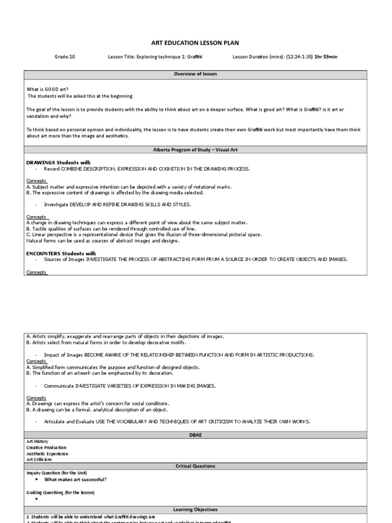 Unit and Lesson Plan Grade 10 ps3 | PDF | Composition (Visual Arts ...
