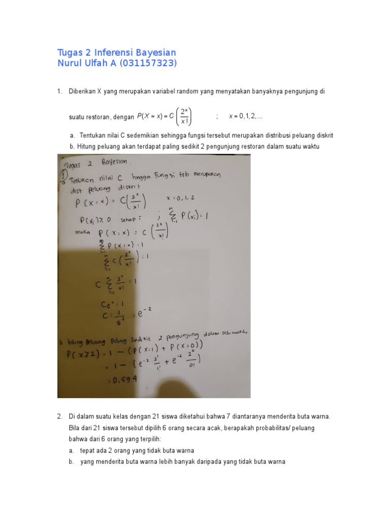 Tugas - 2 - Inferensi Bayesian Nurul Ulfah | PDF | Ilmu Sosial | Seni