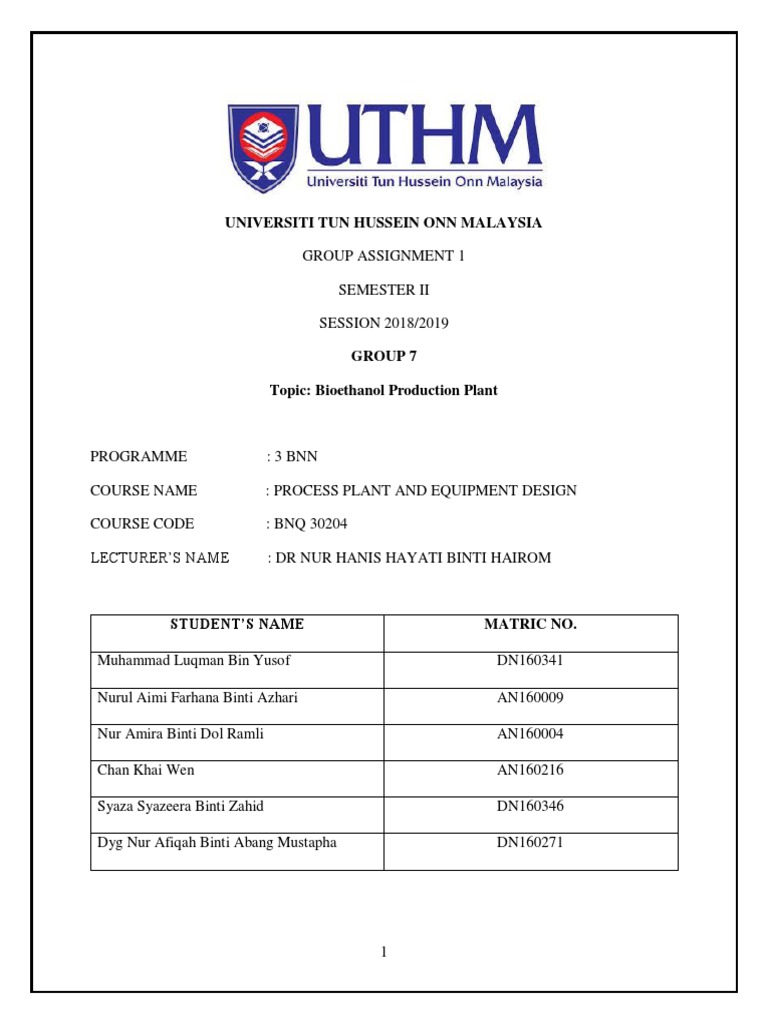 PROCESS PLANT AND EQUIPMENT DESIGN Bioethanol (The Very Official) | PDF ...