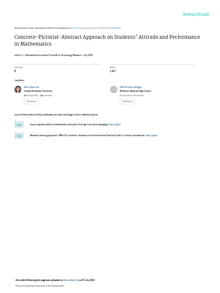 Concrete Pictorial Abstract Approach On Students Attitude and ...