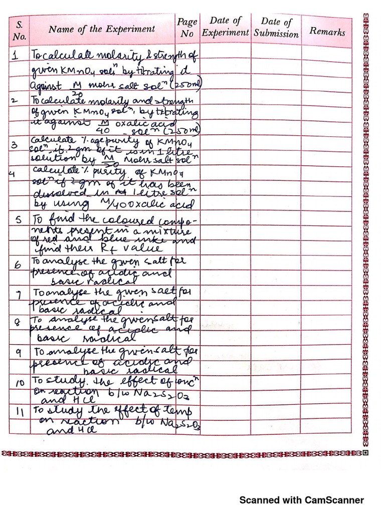 Chemistry Practical File Class 12 | PDF