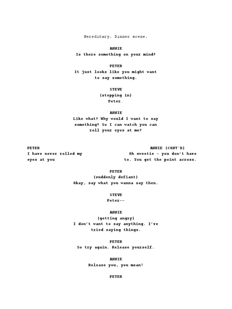 Hereditary Dinner Scene | PDF