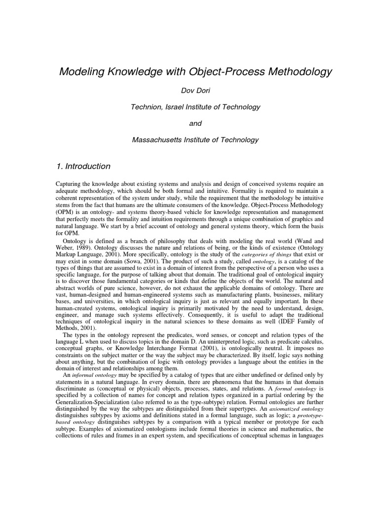 Modeling Knowledge with Object-Process Methodology: An Introduction to ...