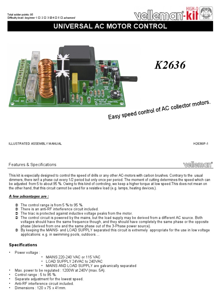 Ac Motor Control k2636 - Rev2 | PDF | Mains Electricity | Electric Motor