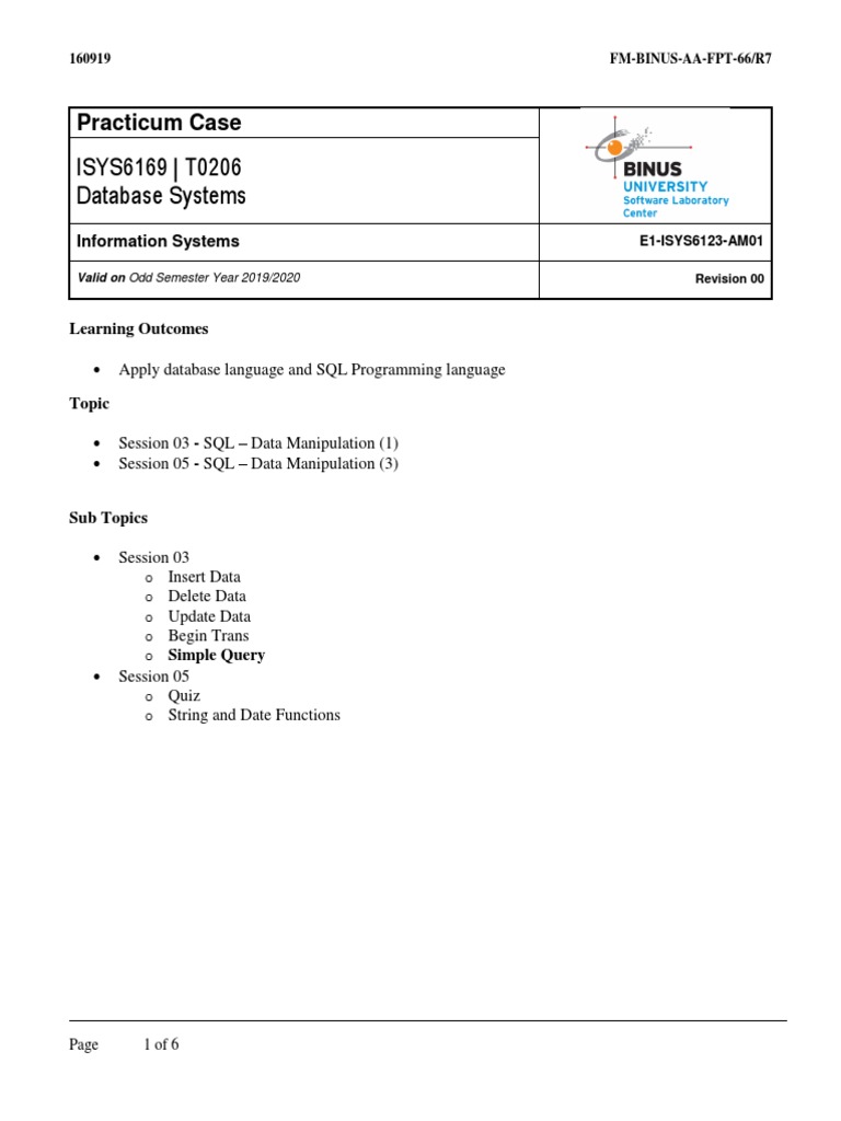 SQL Practicum Case Database | PDF | Sql | Relational Database