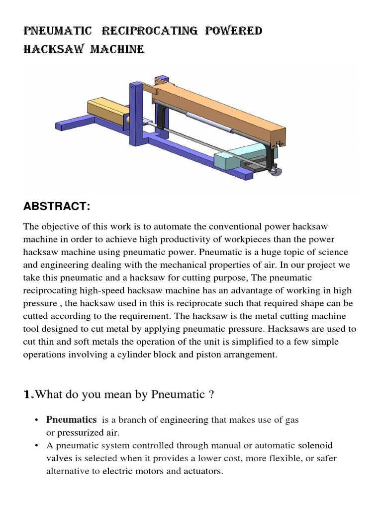 Pneumatic Reciprocating Powere Hacksaw Machine - Docx Final | PDF ...