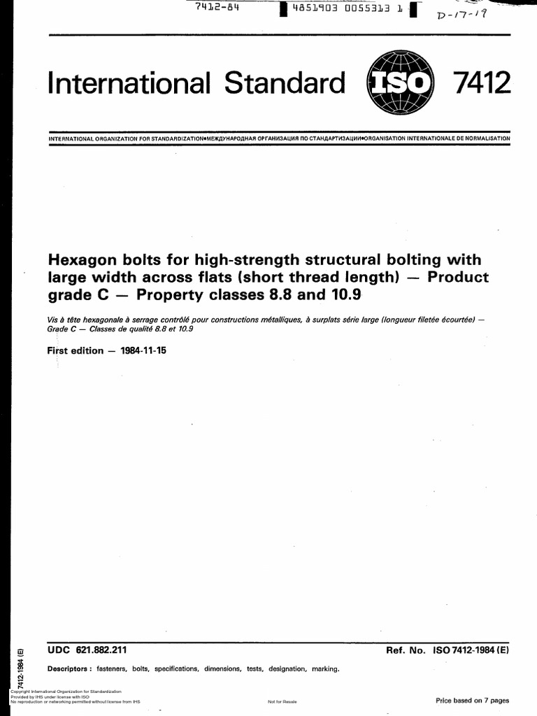 Iso 7412 PDF | PDF | Screw | Nut (Hardware)