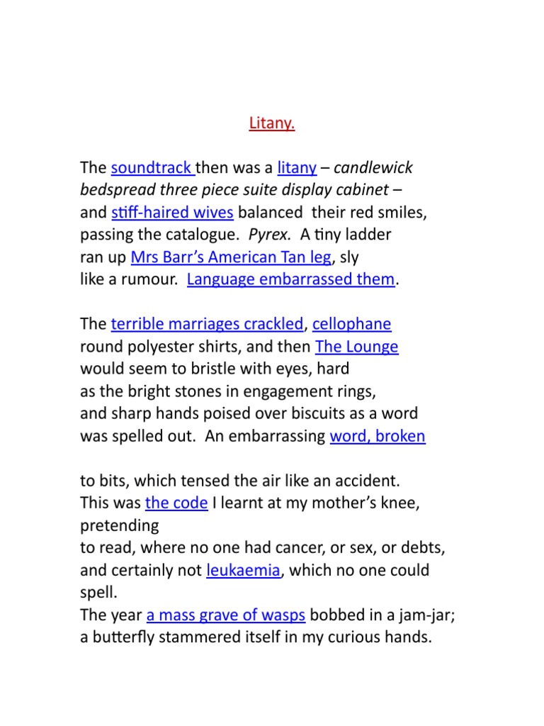 Litany Notes | PDF | Poetry