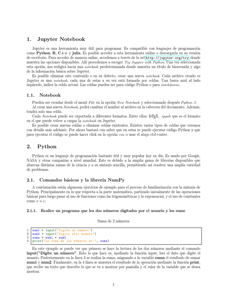 Manual de Python, Mathlab y Latex | PDF | Python (lenguaje de programación) | Te X