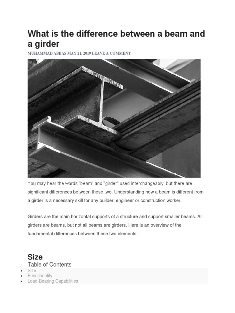 Difference Between Beam and Girder | PDF | Beam (Structure ...