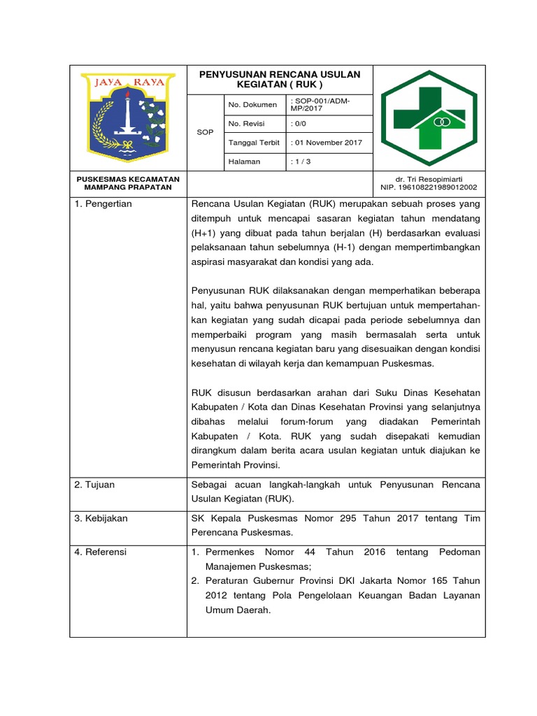 SOP Penyusunan Rencana Usulan Kegiatan (RUK) | PDF