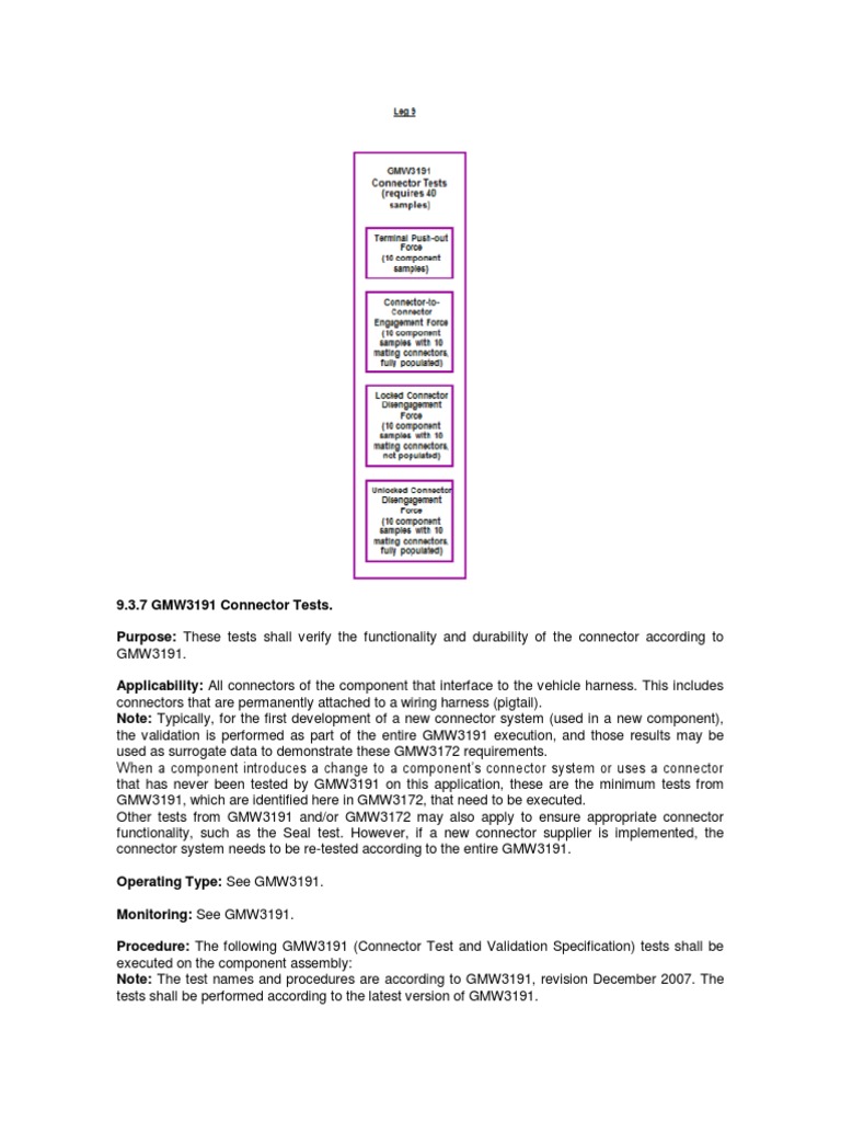 GMW3191 Connector Tests Summary | PDF | Electrical Connector ...