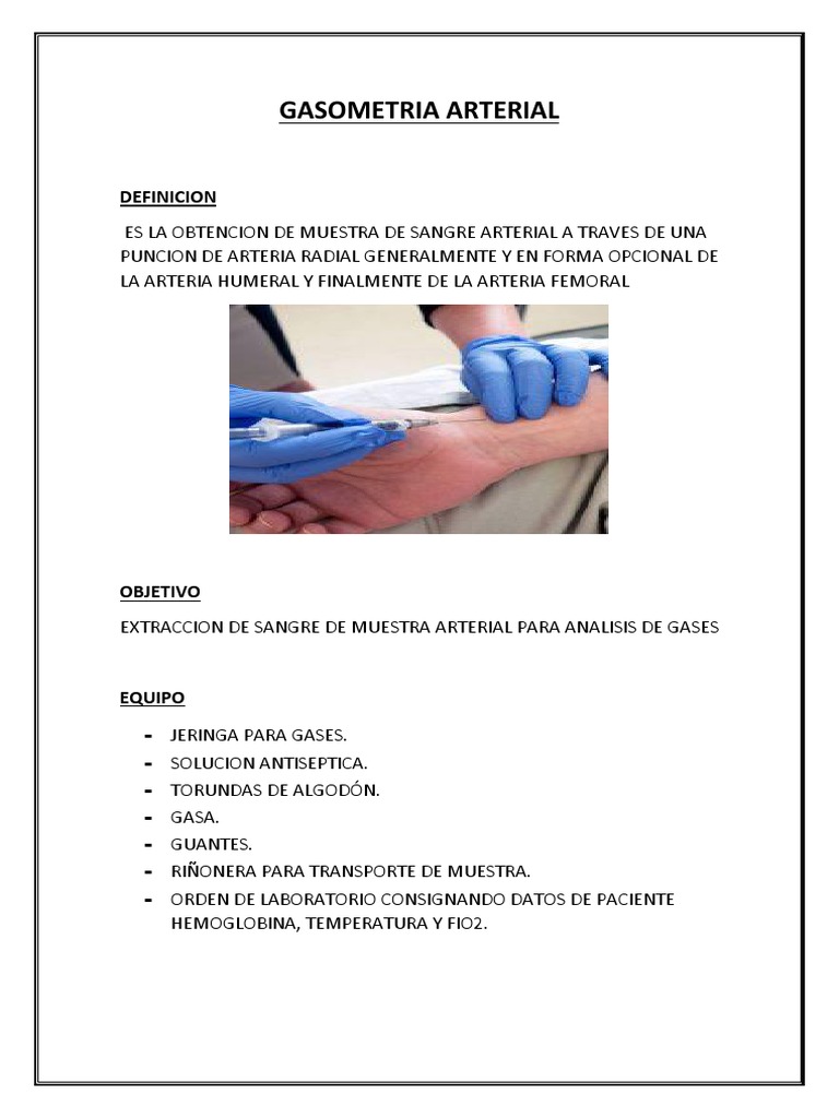 Procedimiento de Gasometría Arterial | PDF | Angiología | Sistema ...