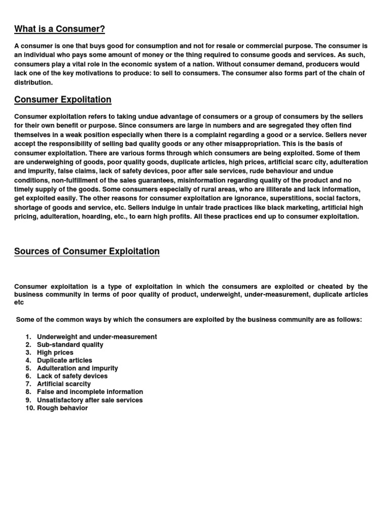 What Is A Consumer | Download Free PDF | Exploitation Of Labour ...