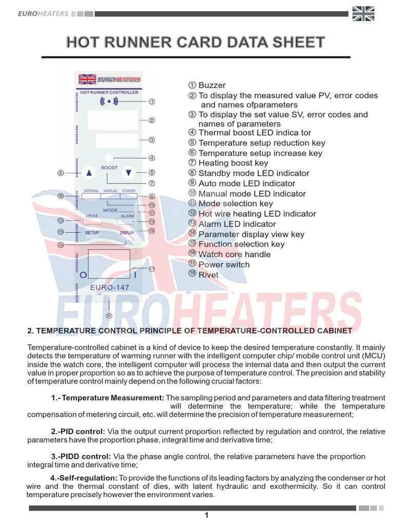 Ficha Tecnica Controladores de Temperatura Modular Hot Runner Card Data ...