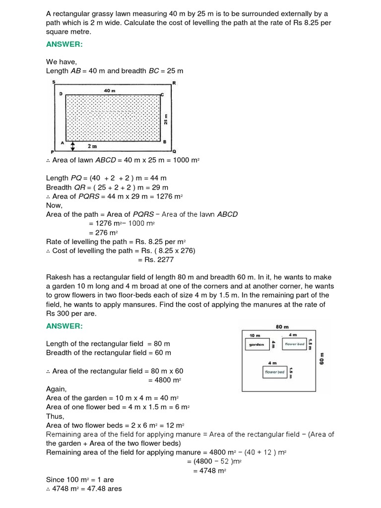 A Rectangular Grassy Lawn Measuring 40 M by 25 M Is To Be Surrounded ...
