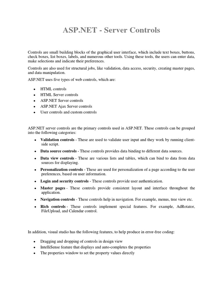 Web Server Control | PDF | Html | Web Server