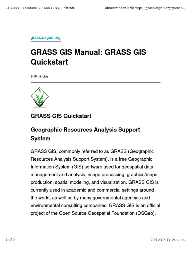 Grass Gis Manual: Grass Gis Quickstart | PDF | Geographic Information ...