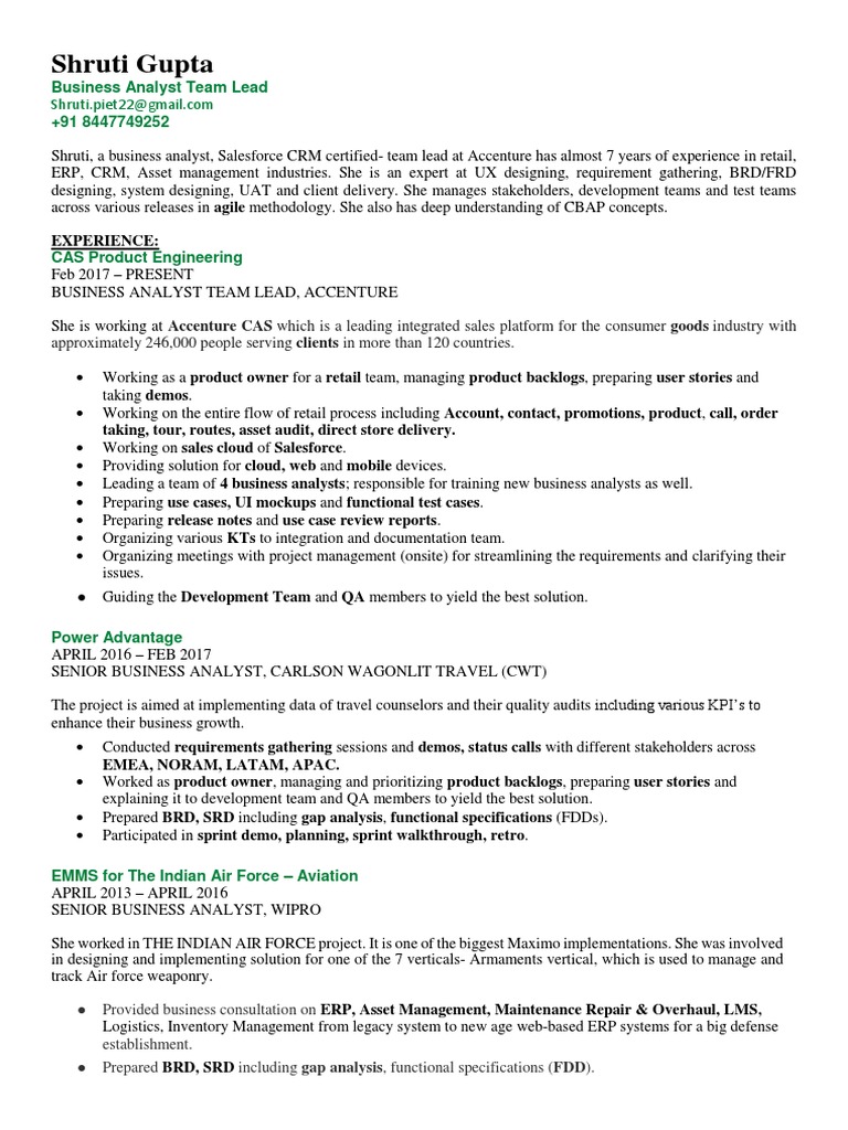 Shruti Gupta: Accenture CAS Which Is A Leading Integrated Sales ...