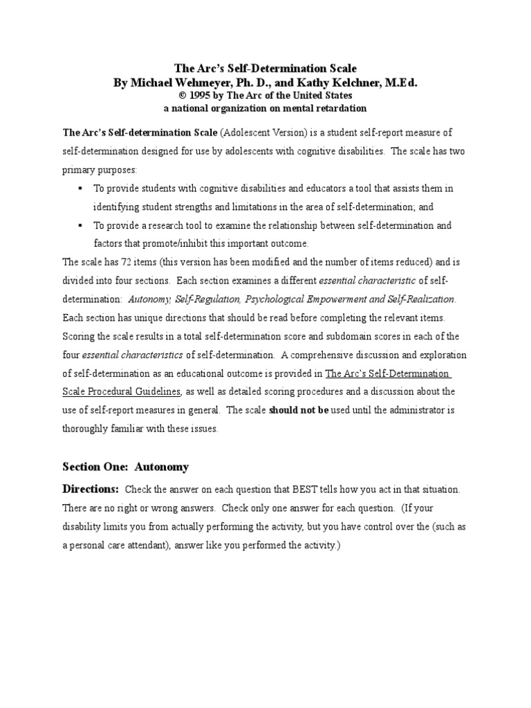 Arc Selfdetermination | PDF | Autonomy | Adolescence
