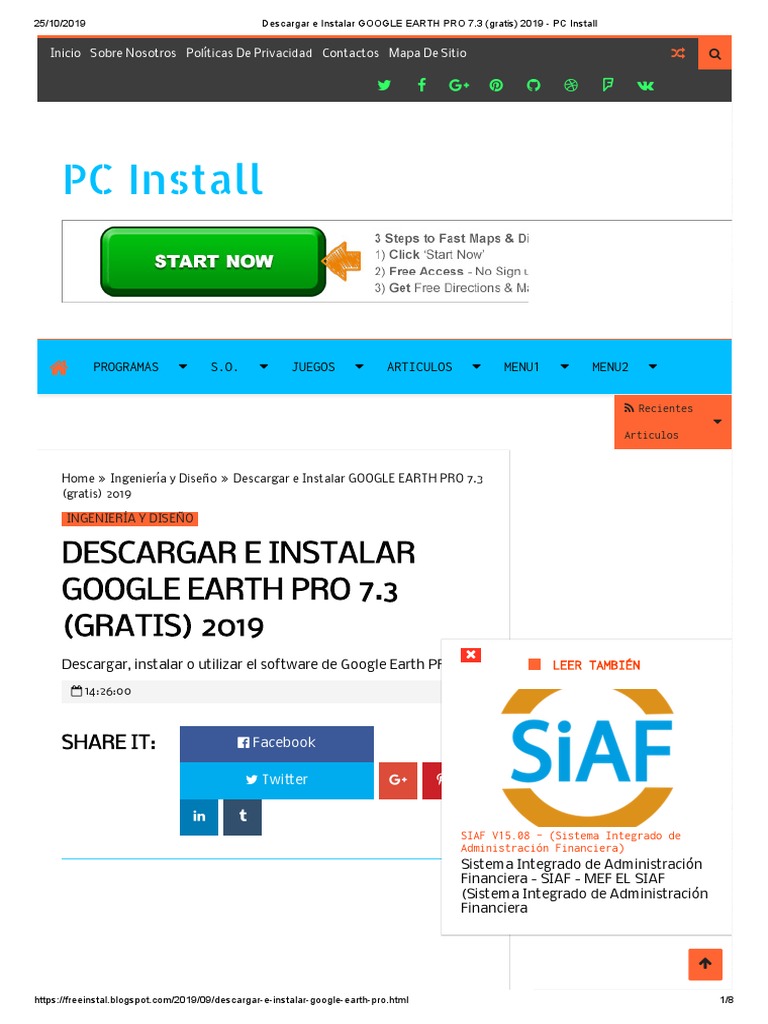 Descargar e Instalar GOOGLE EARTH PRO 7.3 (Gratis) 2019 - PC Install ...
