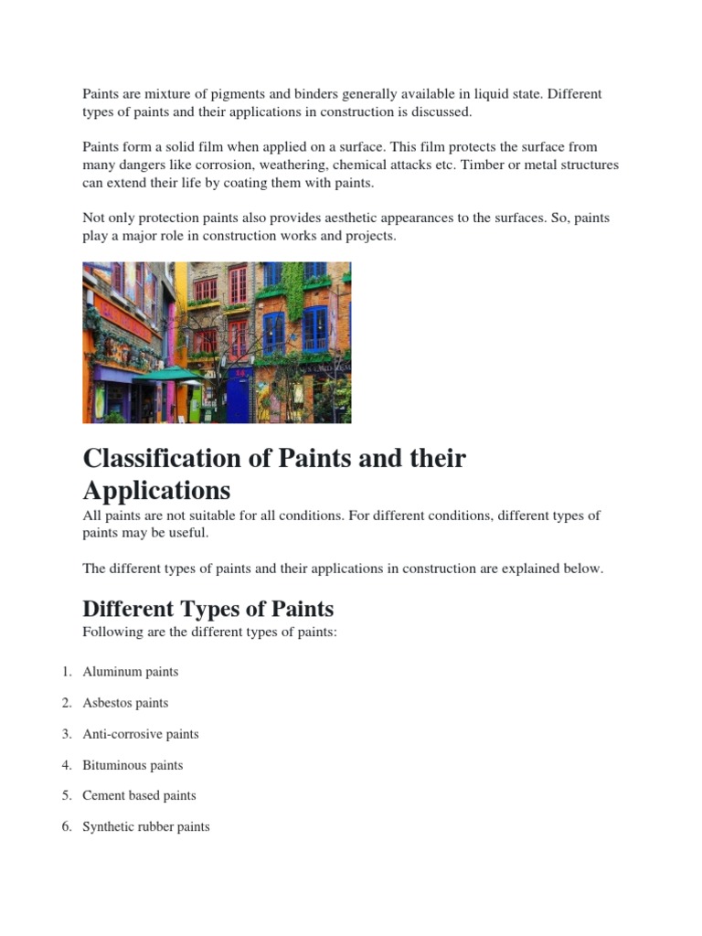 Classification of Paints and Their Applications | PDF | Paint | Asphalt