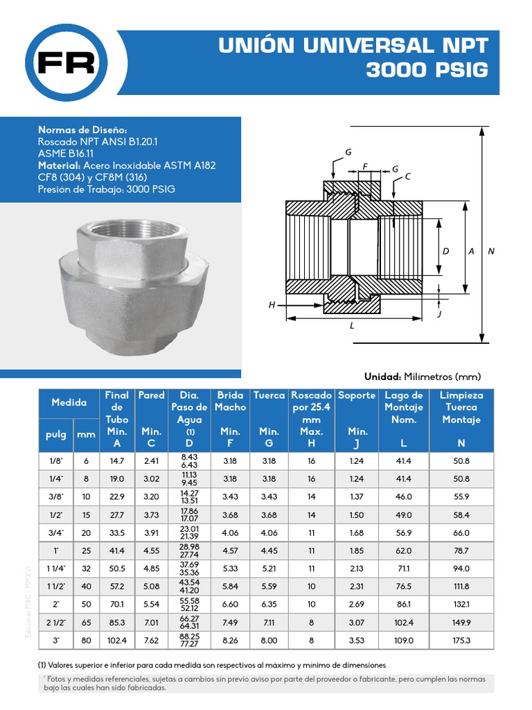 Union Universal Especif PDF | PDF | Ingeniería mecánica