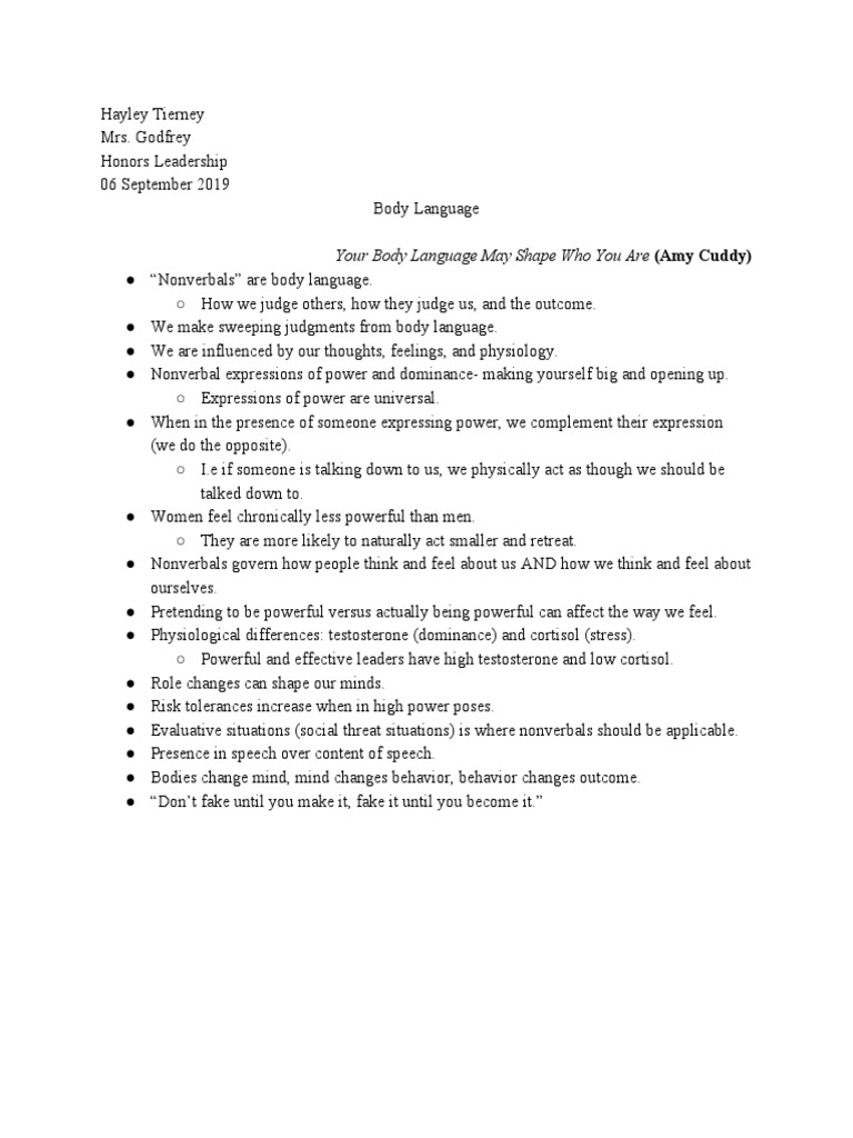 Hayley Tierney - Body Language | PDF
