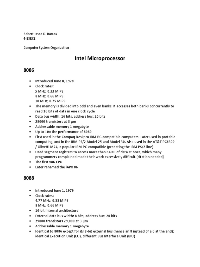 Intel Microprocessor Evolution Pdf Ibm Pc Compatibles Office 4131