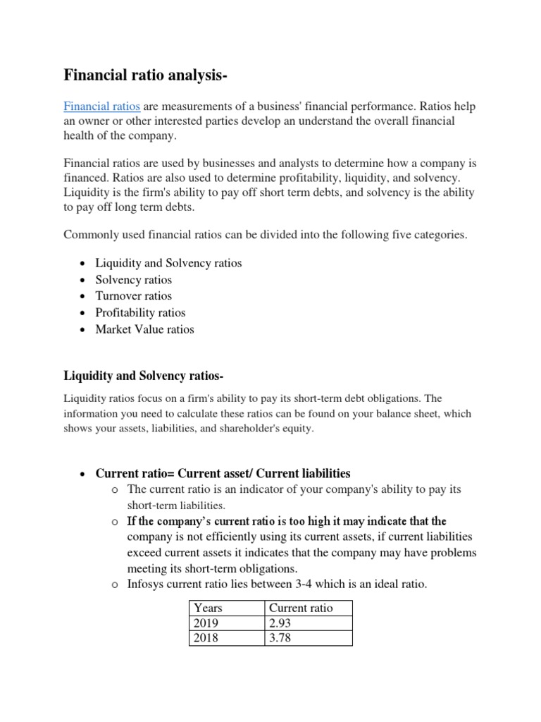 Infosys Ratio Analysis | PDF | Revenue | Equity (Finance)