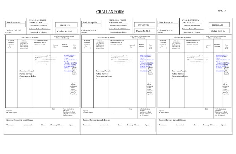 Challan Form: Challan Form Provincial Challan Form Provincial Original Challan Form Provincial ...