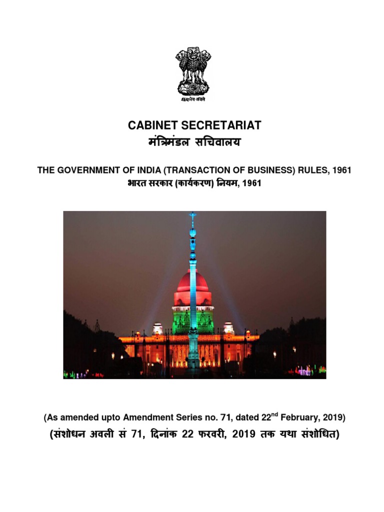 India Transaction of Business Rules 1961 | PDF | Government Of India ...