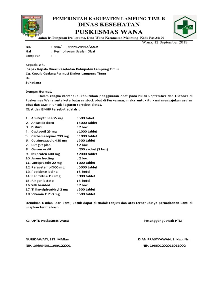 Surat Permintaan Obat | PDF