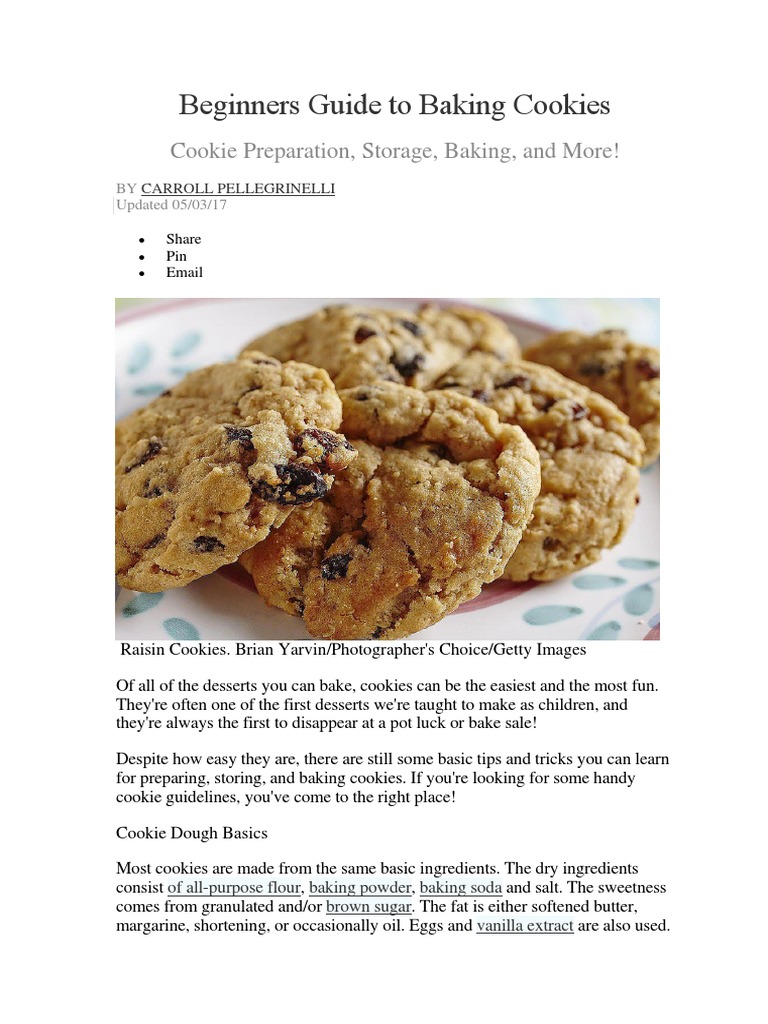 Beginners Guide To Baking Cookies | PDF | Dough | Desserts