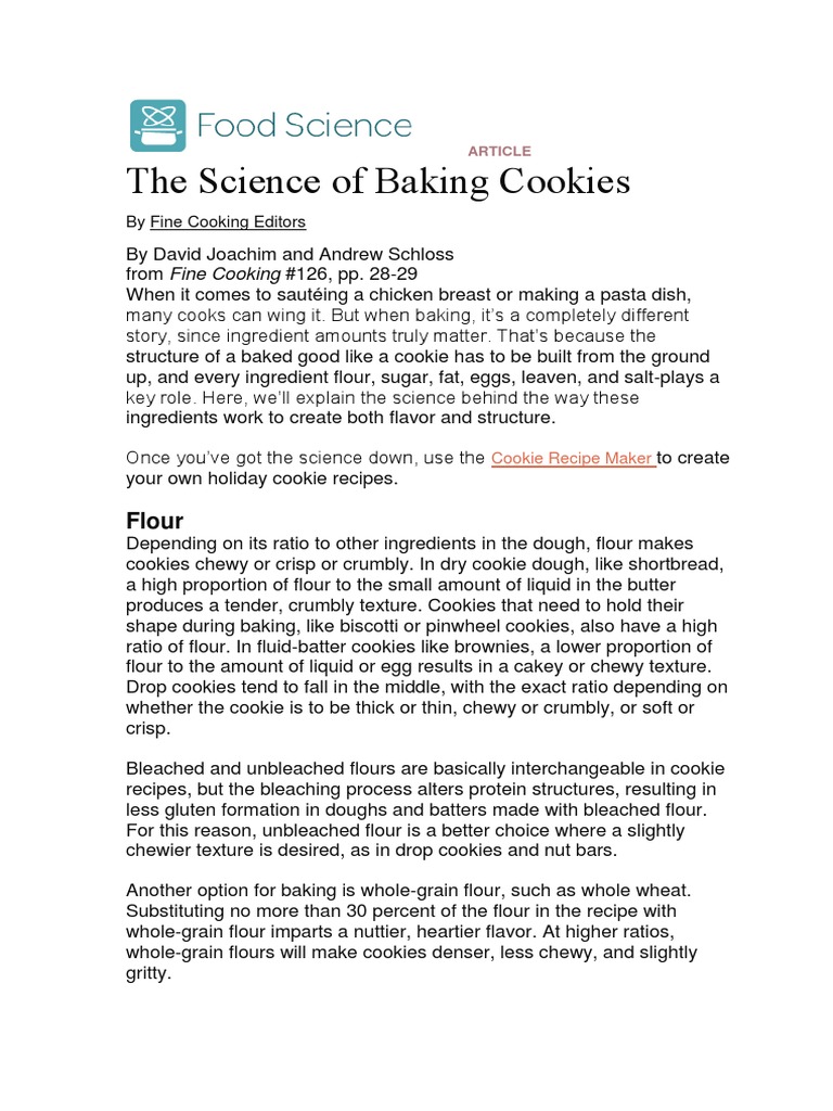 The Science of Baking Cookies | PDF | Flour | Dough