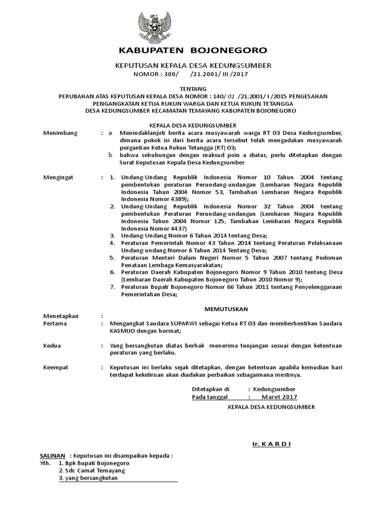 SK Perubahan RT RW | PDF