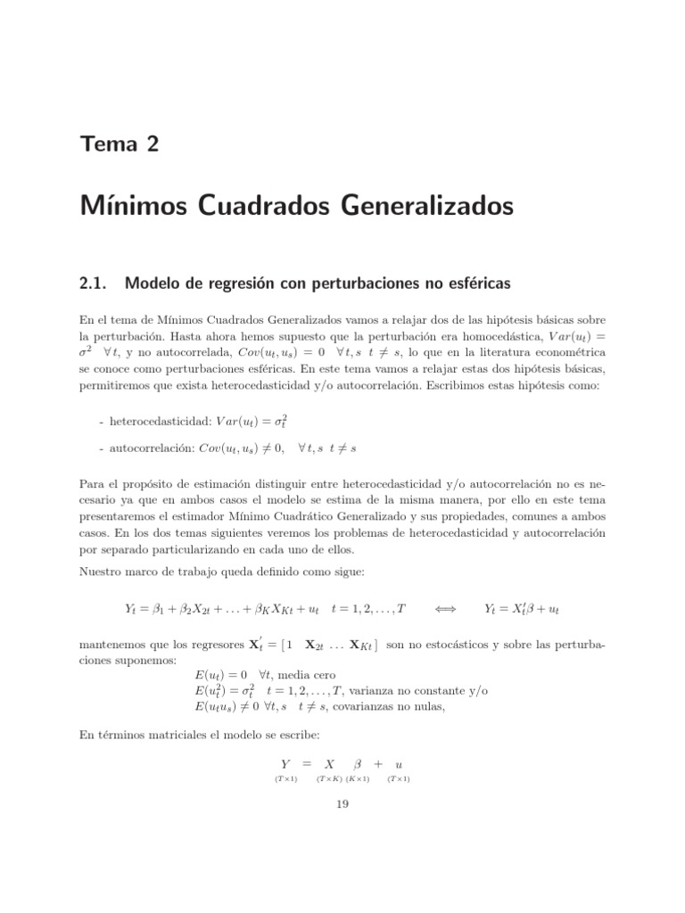 Minimos Cuadrados Generalizados | PDF | Estimador | Econometría