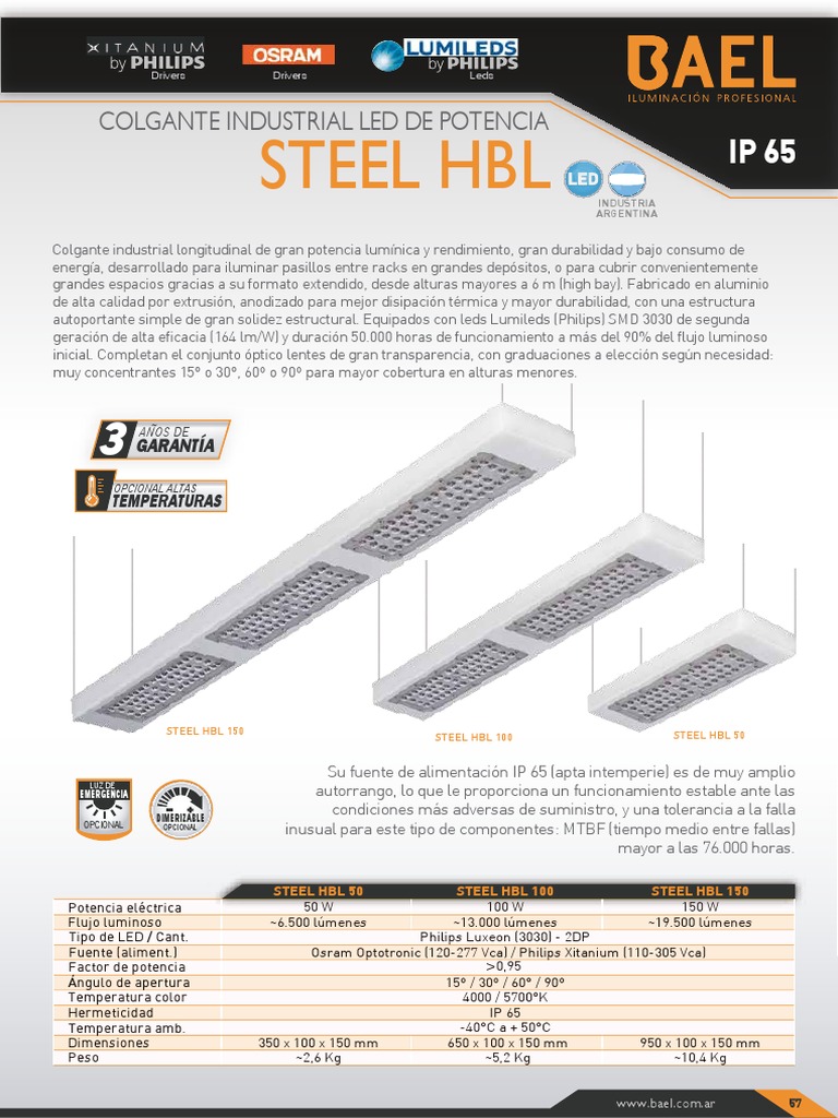 Data Sheet Luminaria Industrial | PDF | Diodo emisor de luz | Energía y ...