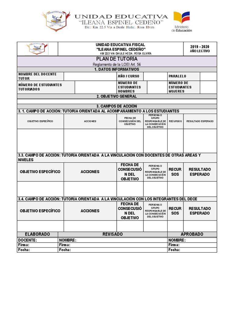 Formato de Plan de Accion Tutorial | PDF | Aprendizaje | Modificación de comportamiento