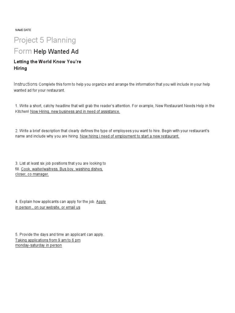 Project 5-Help Wanted Ad | PDF