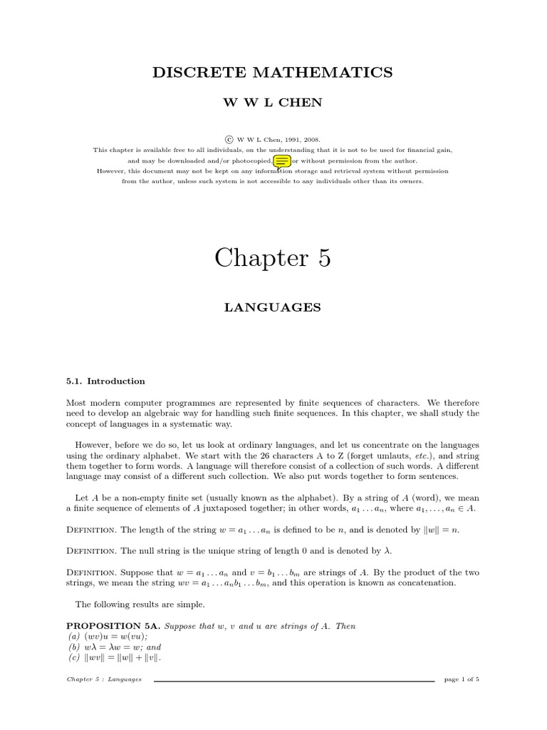 Discrete Math Lectures Notes | PDF | String (Computer Science) | Decimal