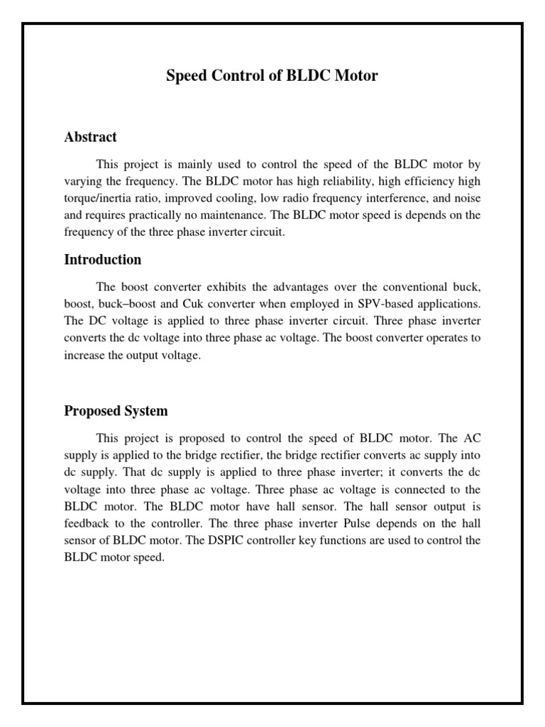 BLDC Motor Speed Control System | PDF | Power Inverter | Electric Motor