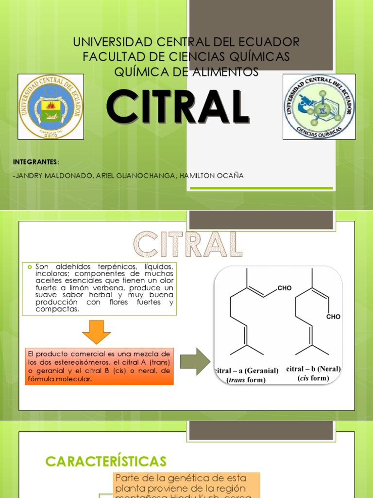 CITRAL | PDF | Aceite esencial | Sustancias químicas