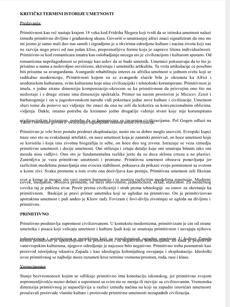 Kriticki Termini Istorije Umjetnosti | PDF